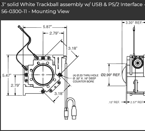 Suzo Happ 3" solid White Trackball assembly w/ USB & PS/2 Interface – X ...